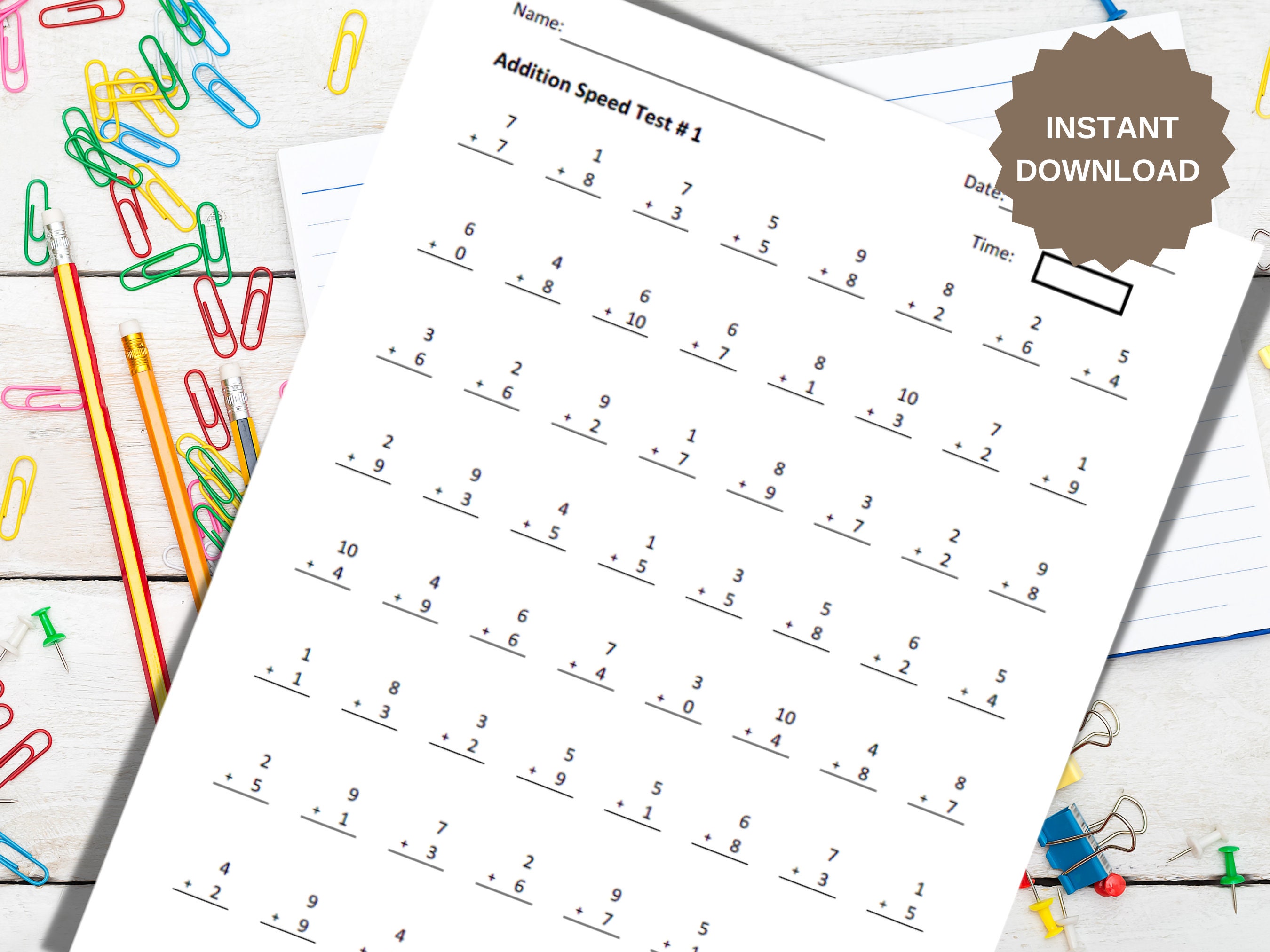 Grade 1 Math Addition Worksheets: Speed Test Practice (printable) - Etsy