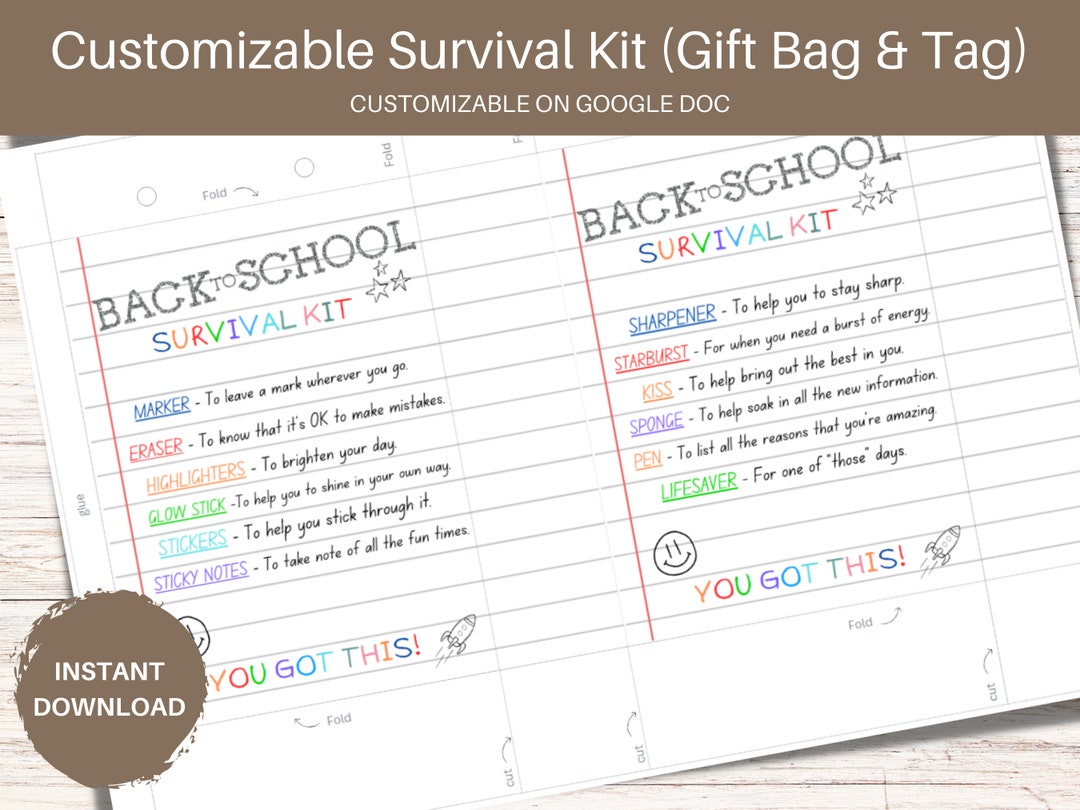 Trousse de survie pour la rentrée : sac cadeau personnalisable et ...