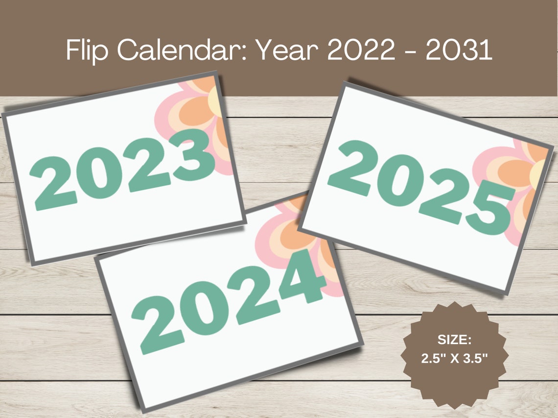 Printable Flip Calendar Printable Hanging Calendar Printable Reusable ...
