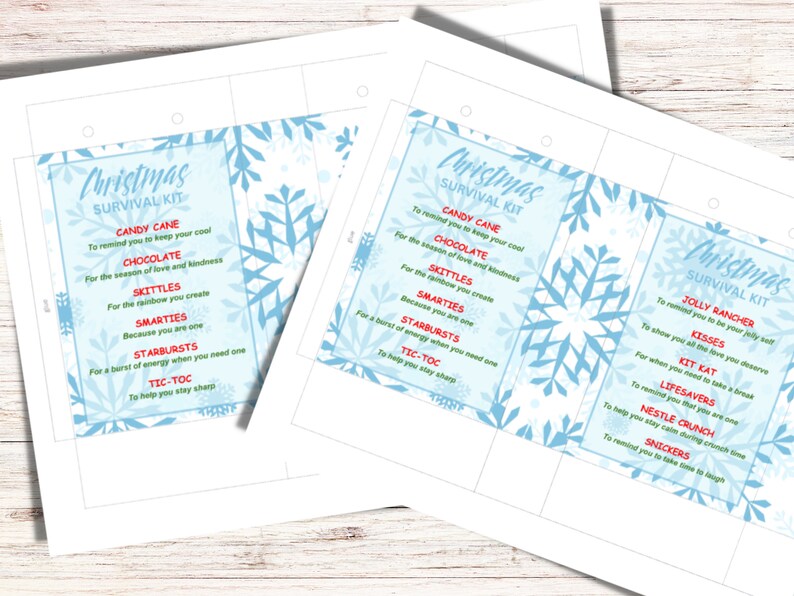 DIY Christmas Survival Kit Treat Bags: Editable Printable (digital ...