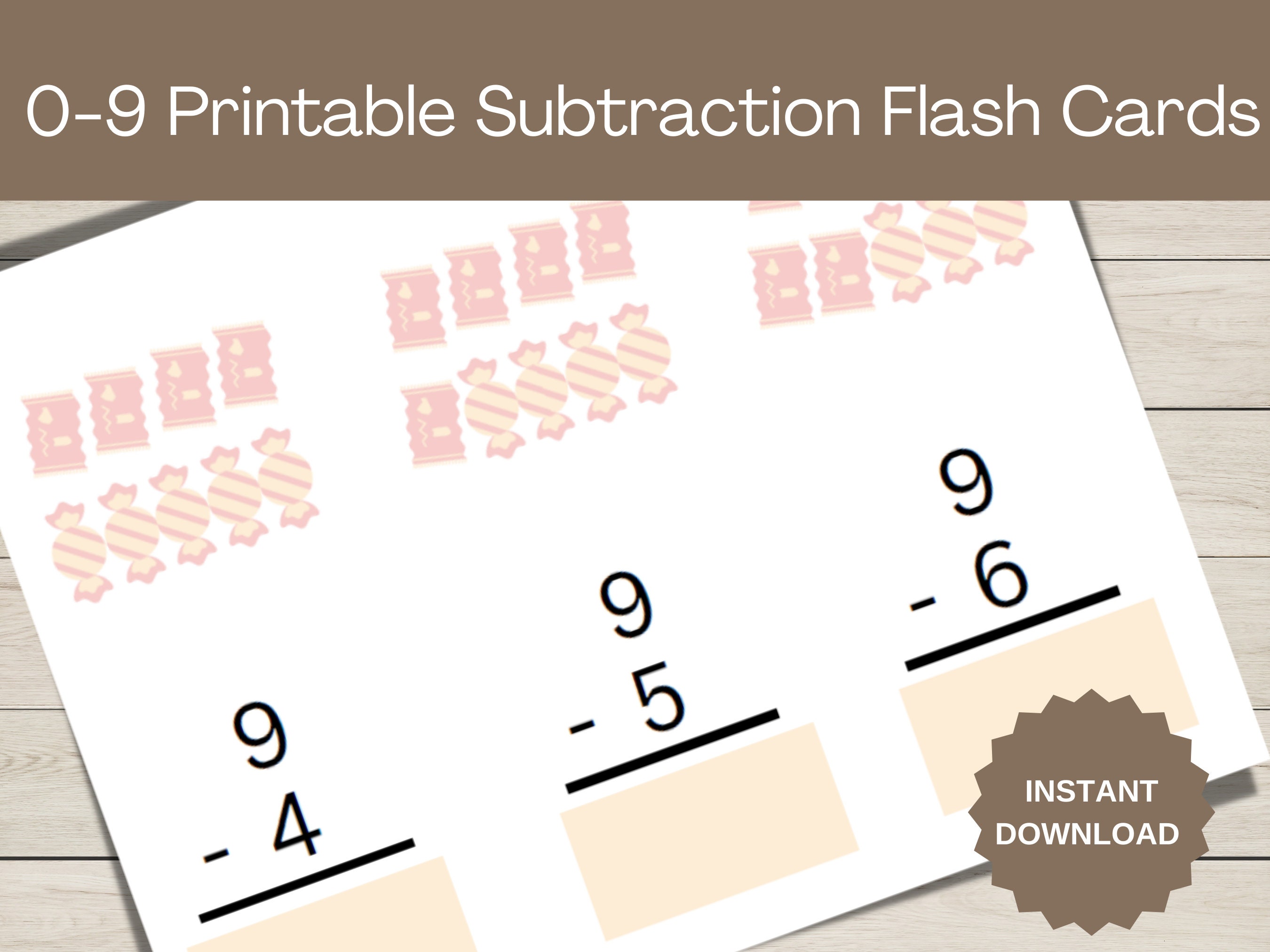 Subtraction Math Printable Flash Cards for Early Education - Etsy
