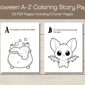 Printable Halloween Story for Kids - ABC Book - Digital Story Coloring ...