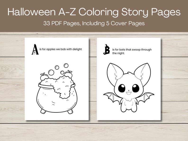 Printable Halloween Story for Kids - ABC Book - Digital Story Coloring ...