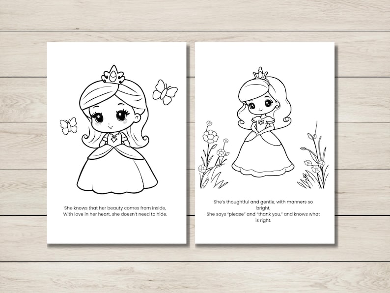 Princess Coloring Story Book: Inspirational Rhyming Tale (digital ...