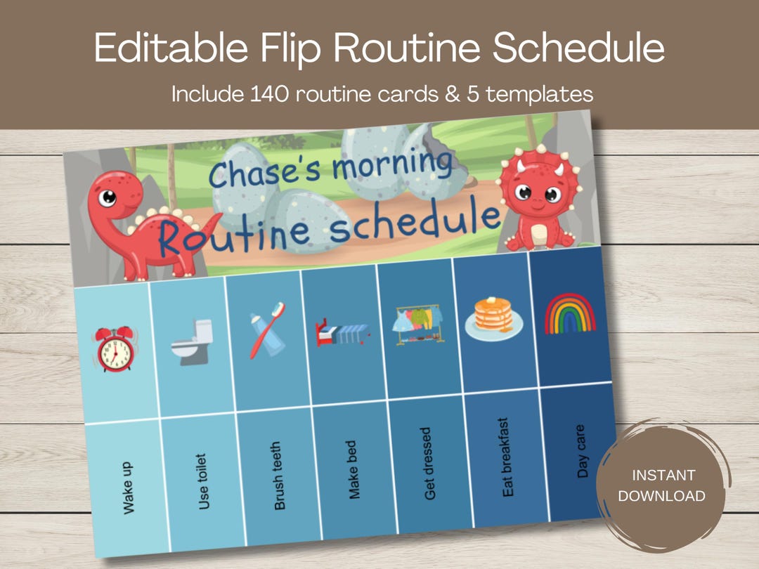 Editable Kids Routine Chart With Pictures. Printable. Kids Daily ...