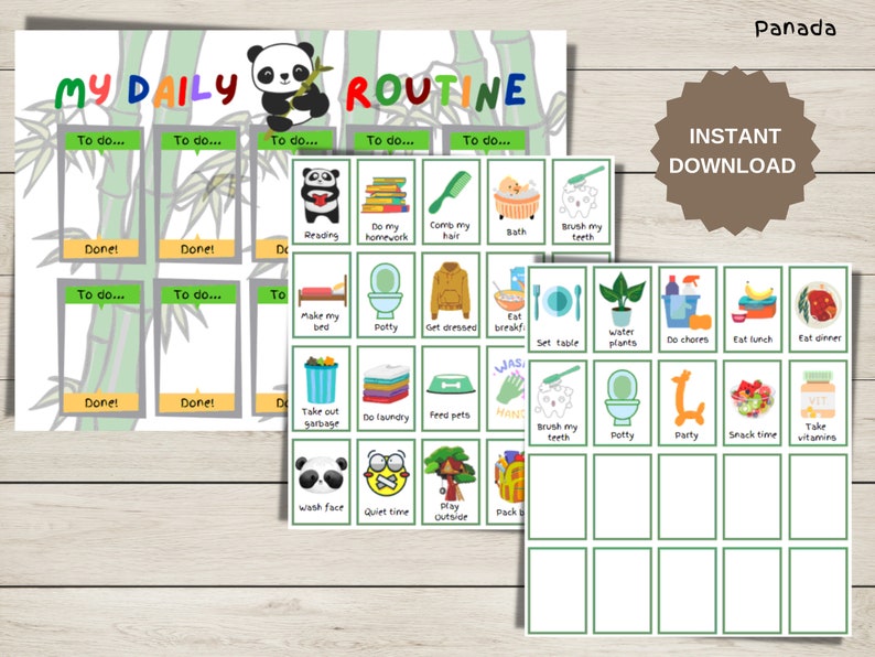 Editable Panda Daily Routine Schedule, Visual Schedule, Toddler ...