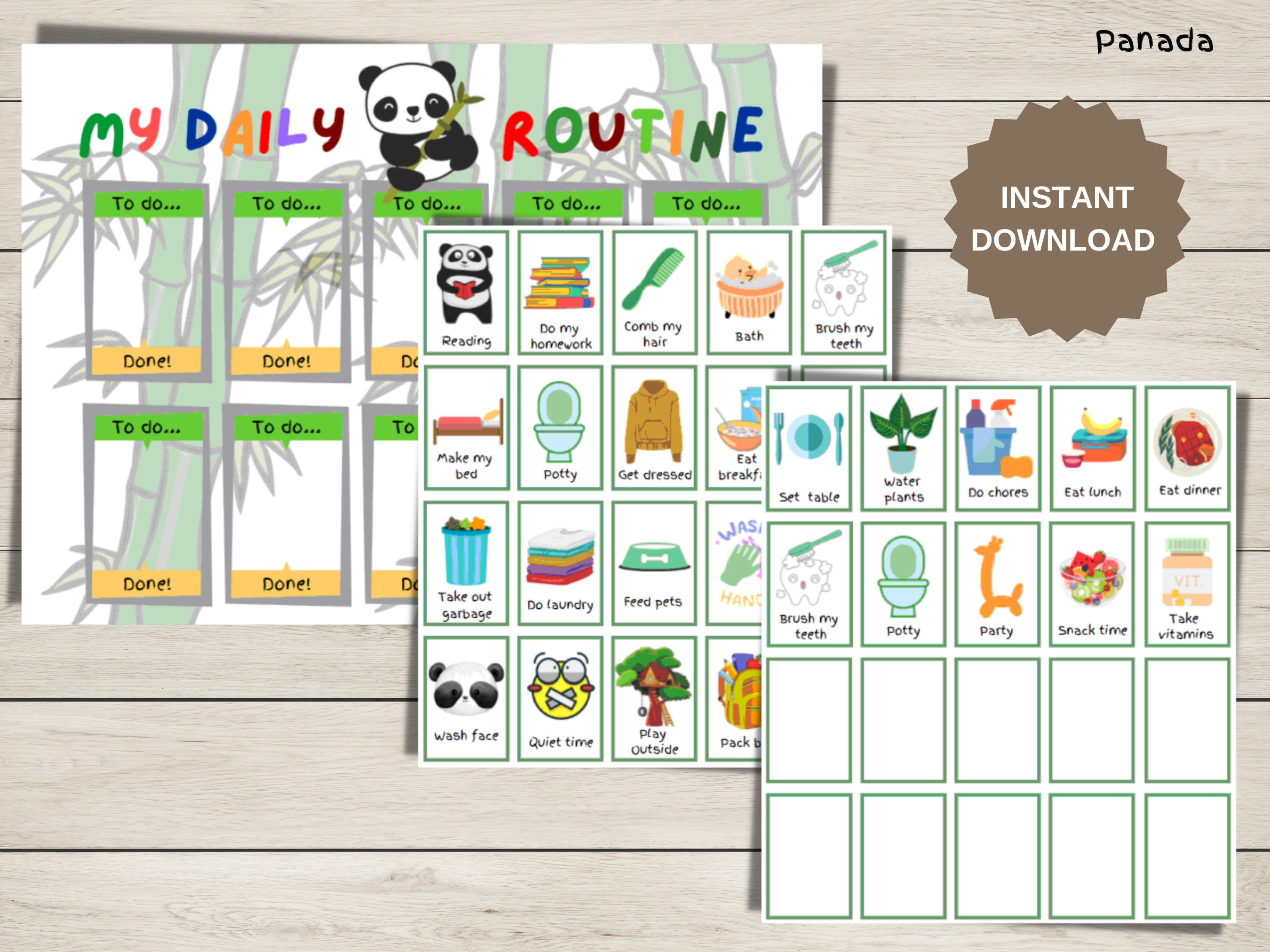 Editable Panda Daily Routine Schedule, Visual Schedule, Toddler ...