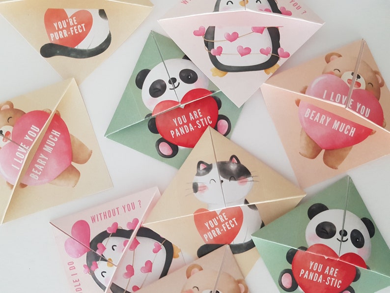 Valentines Printable Classroom Cards. Valentines Origami Bookmarks ...