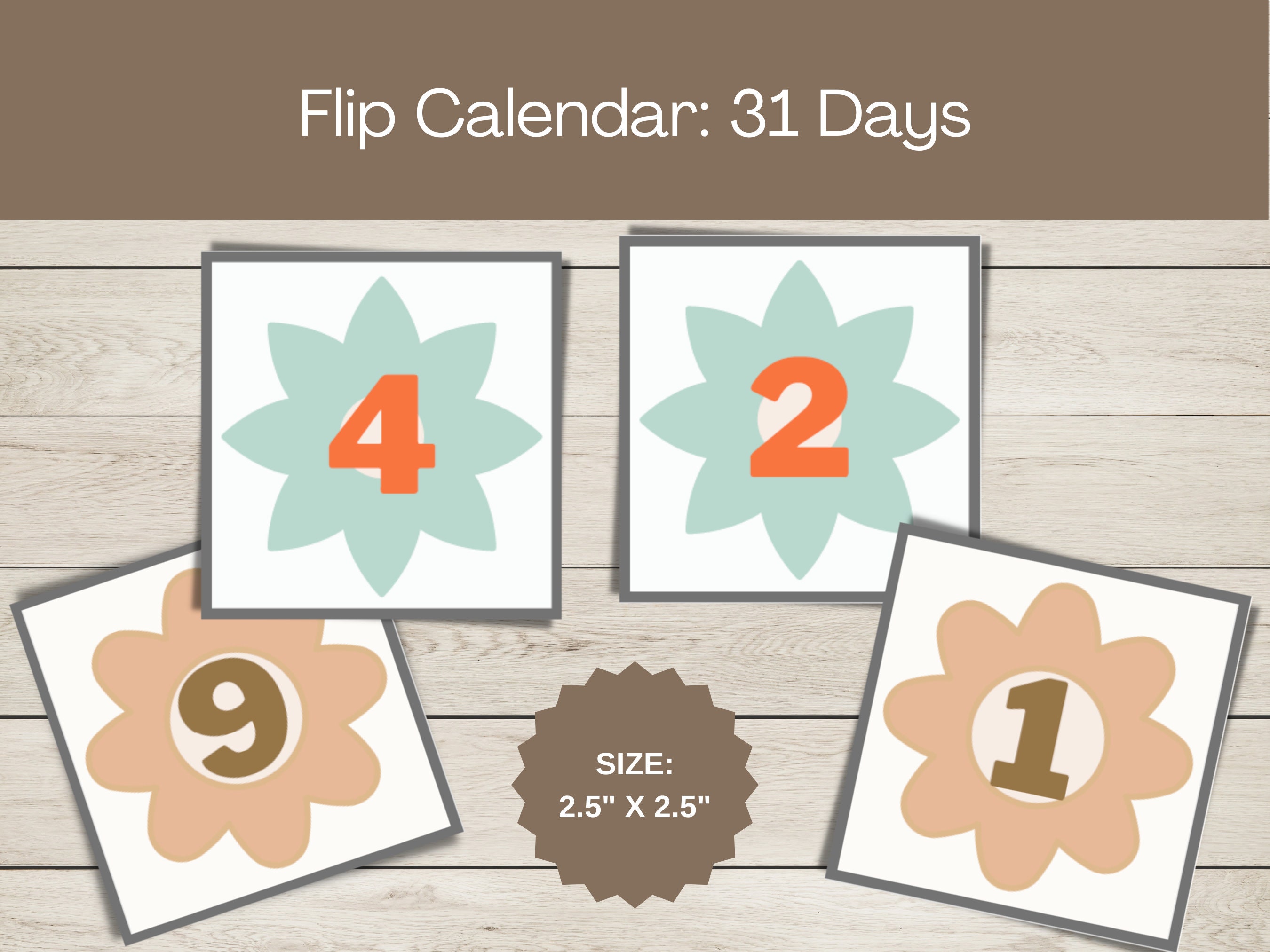 Printable Flip Calendar Printable Hanging Calendar Printable Reusable ...