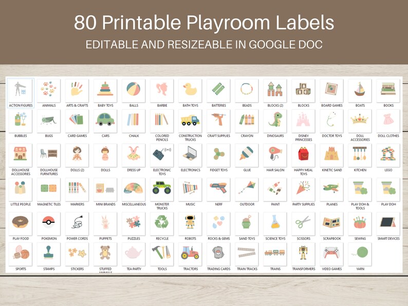 Toy Storage Labels. 80 Playroom Organization Labels. Instant Download ...