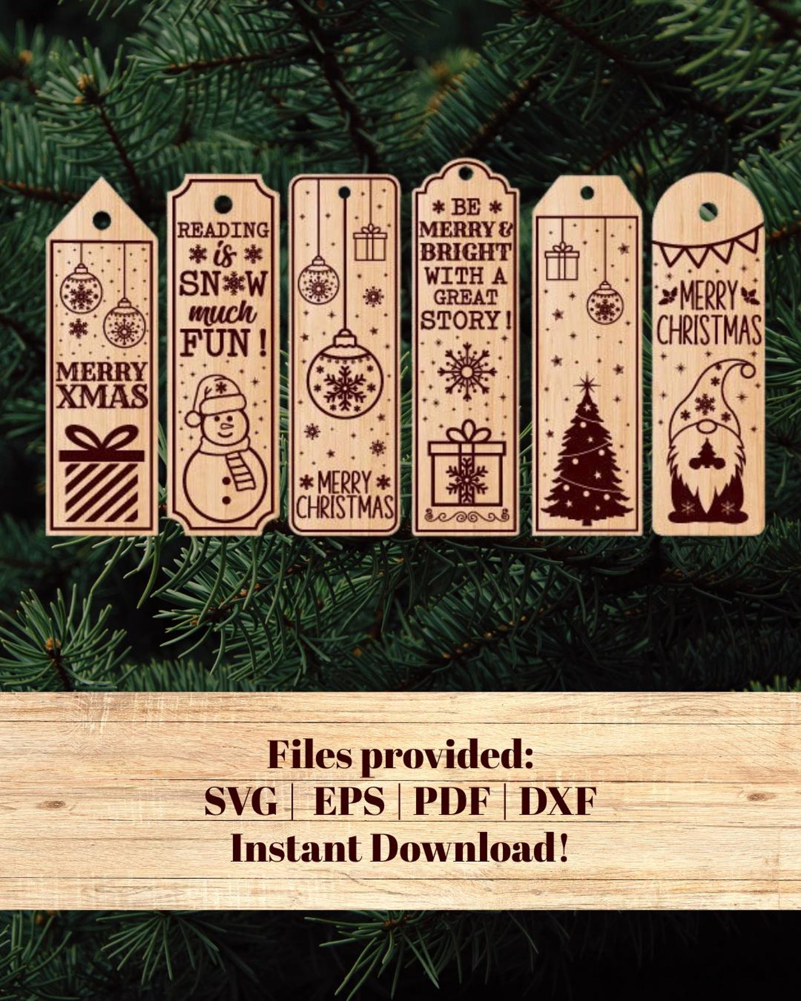 Christmas Bookmark SVG Bundle - Laser Cut Files (6 Options) - Etsy