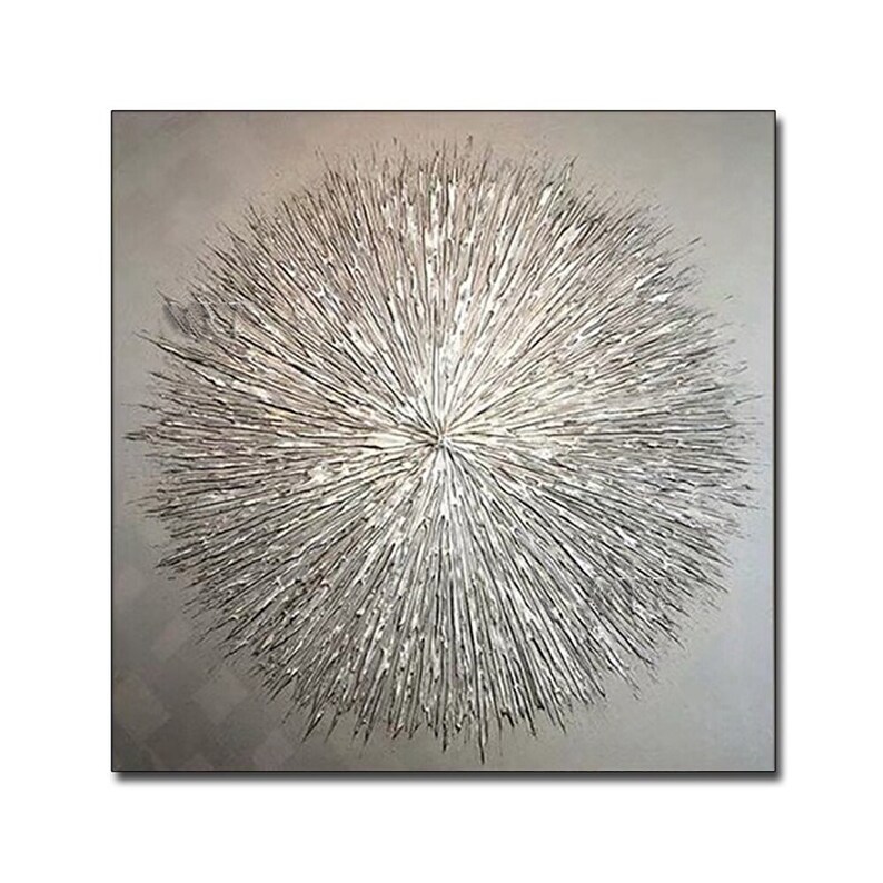 Silver Handmade Wall Art Abstract Oil Painting Silver Thick Textured ...