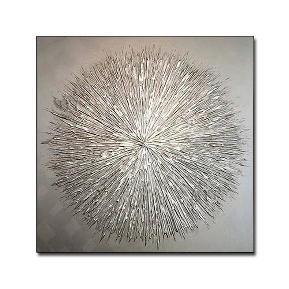 Silver Handmade Wall Art Abstract Oil Painting Silver Thick Textured ...