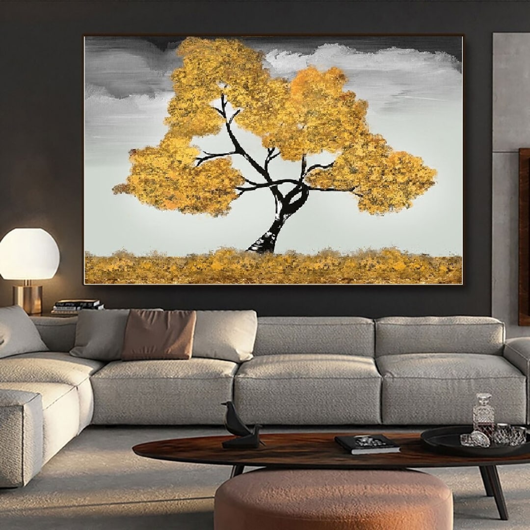Abstract Portrait Wall Art Hand Painted-gold Tree of Life Oil Paintings ...