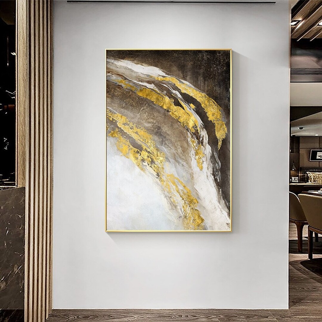 Abstract Portrait Wall Art Hand Painted- Gold Foil Oil Paintings on ...