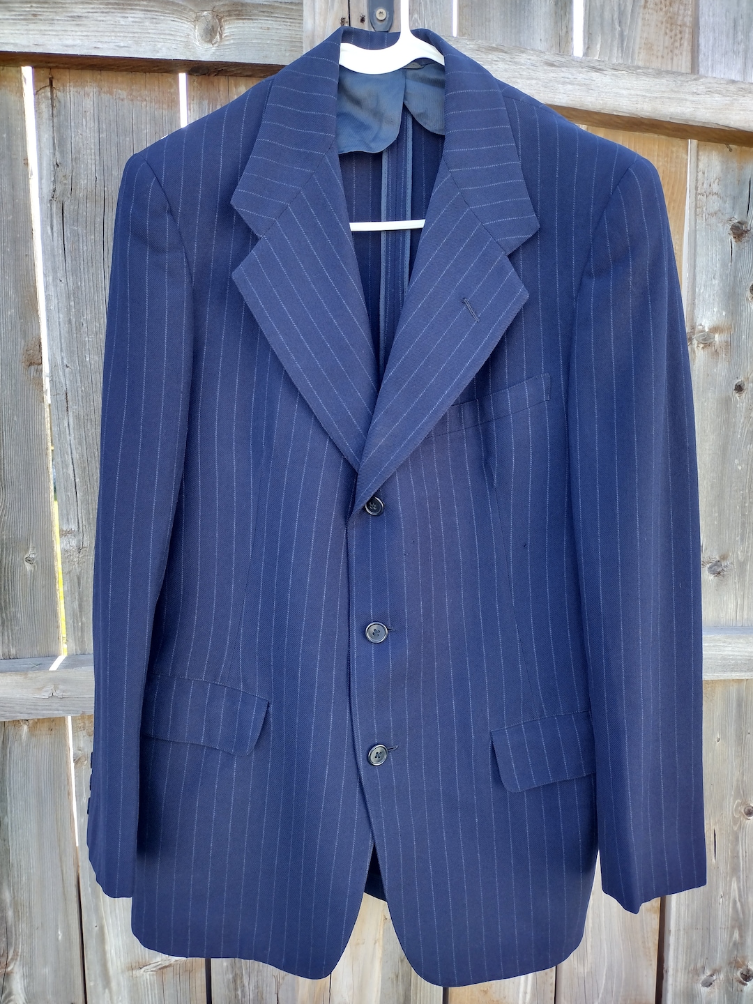 1940s Union Made Pinstripe Suit Jacket Single Breasted Mobster WW2 ...