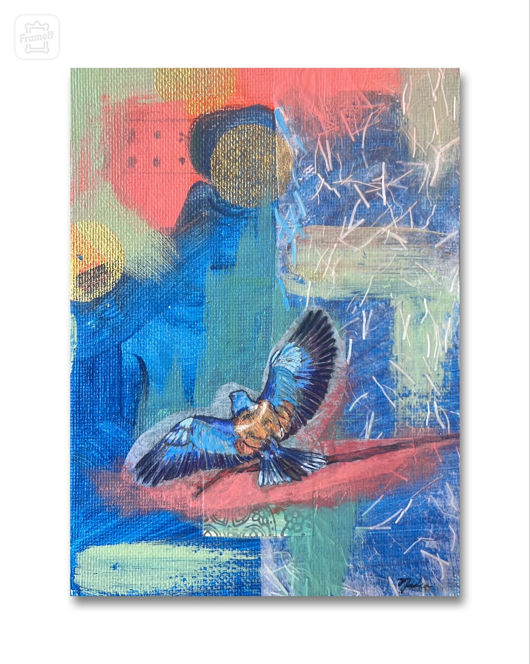 Blue Bird Original Collage Abstract Painting 5x7 - Etsy