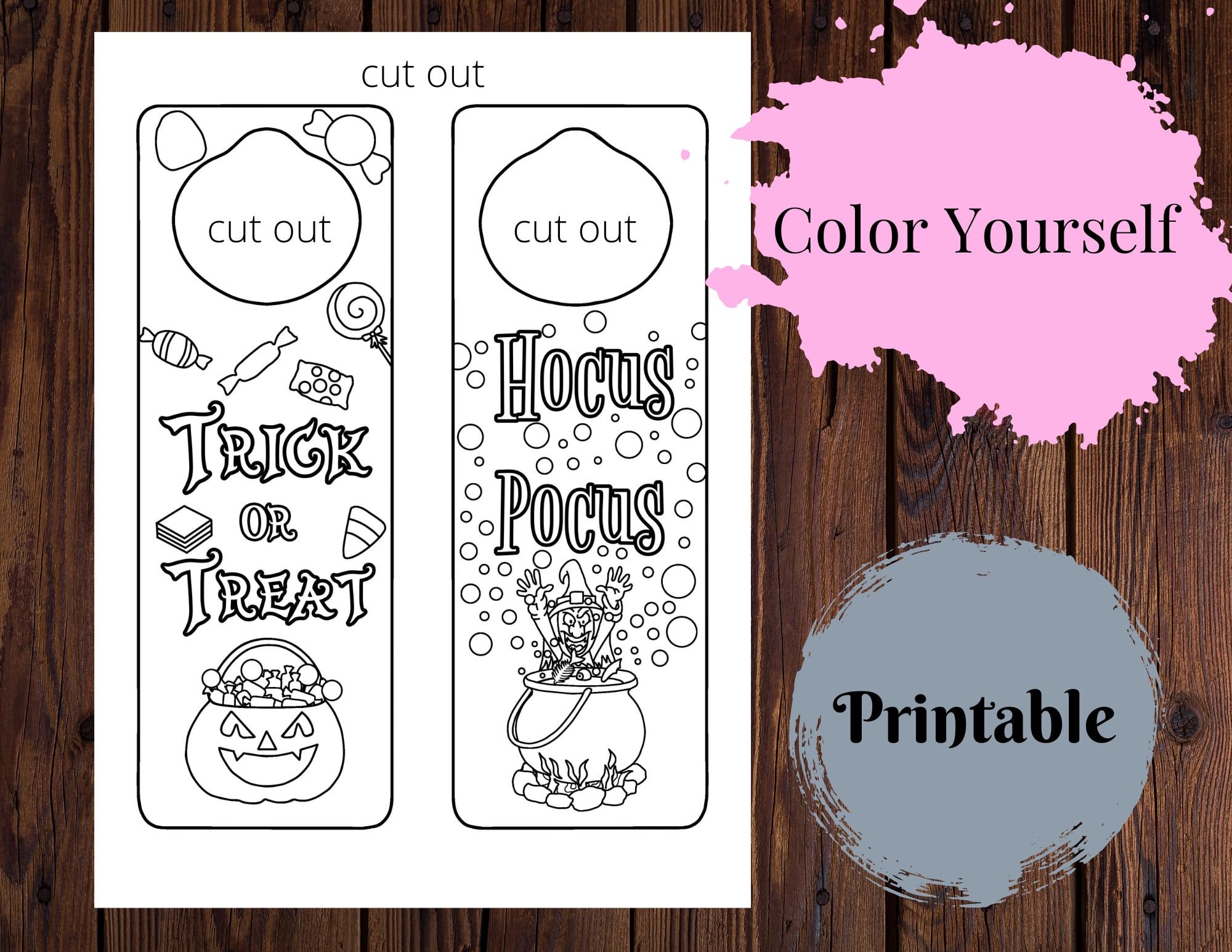 Halloween Inspired Door Knob Hanger Coloring Pages|coloring Pages ...