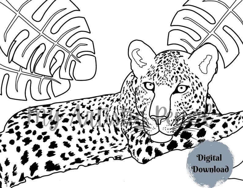 Printable Realistic Leopard Coloring Pages for Adults and - Etsy Canada