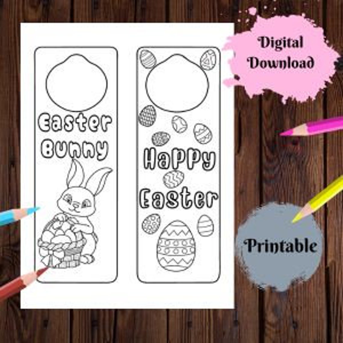 Door Sign| Easter Door Sign| Coloring Page Printables| Printable Easter ...