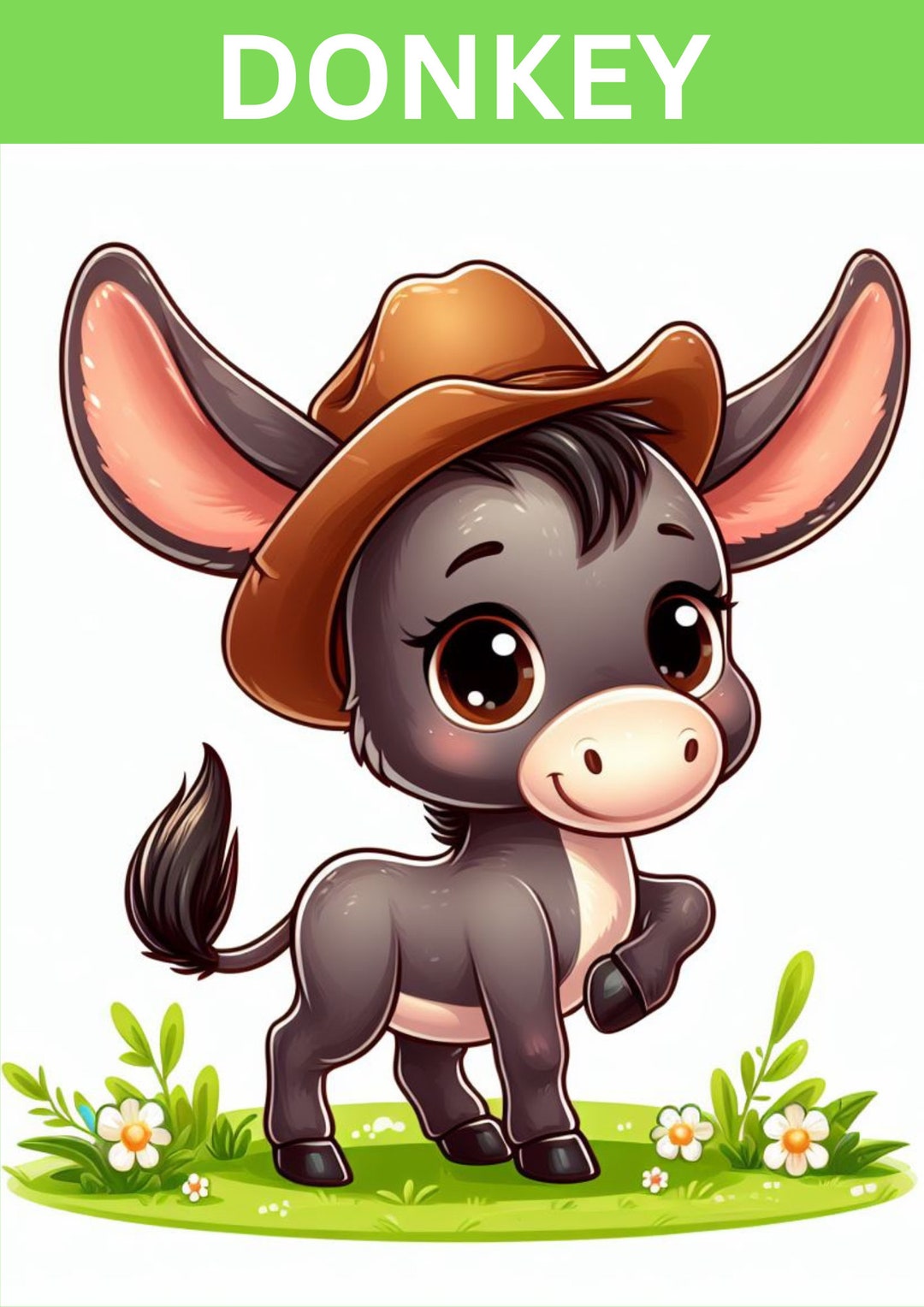 Donkey Printable Digital Flashcard - Etsy