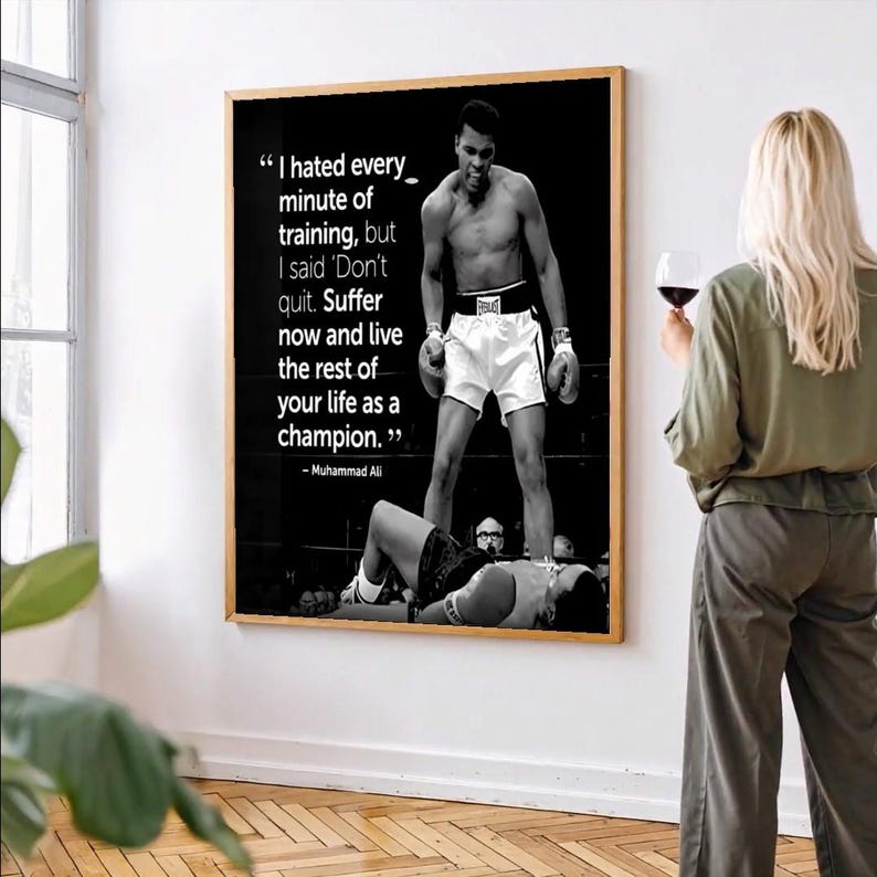 Legendary Muhammad Ali Poster Boxing Motivation Wall Art Gym Fitness ...