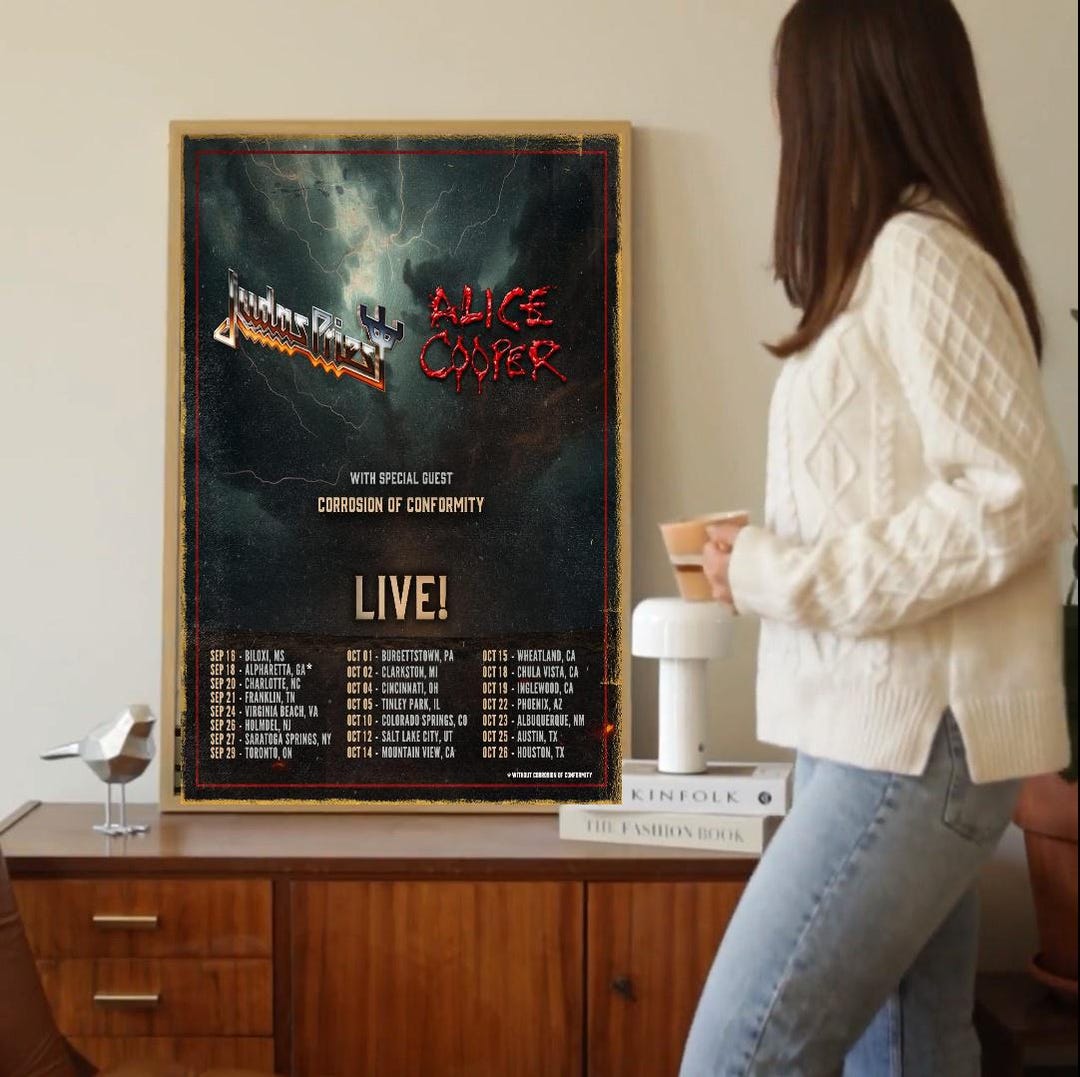 Judas Priest Alice Cooper 2025 Tour Poster North American Rock Concert ...