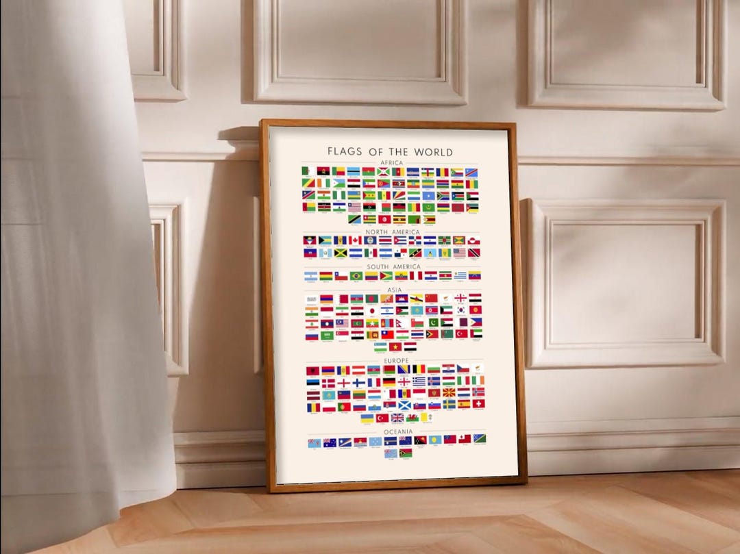 Poster Master Flags of the World Poster Educational Print Learning Materials Art Flag Art Decor ...