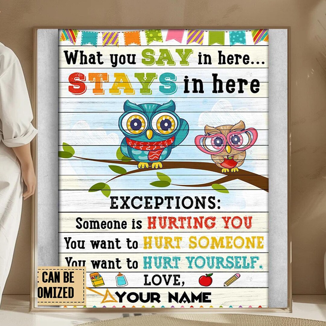 Owl Classroom Classroom Poster What You Say in Here Stays in Here ...