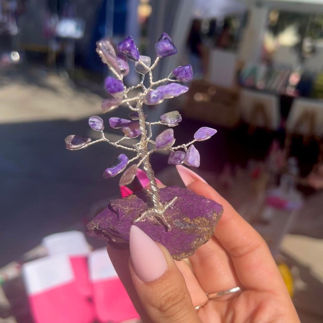 RARE Handmade Charoite Crystal Tree on Purpurite Base one of a Kind Custom Crystal Tree - Etsy