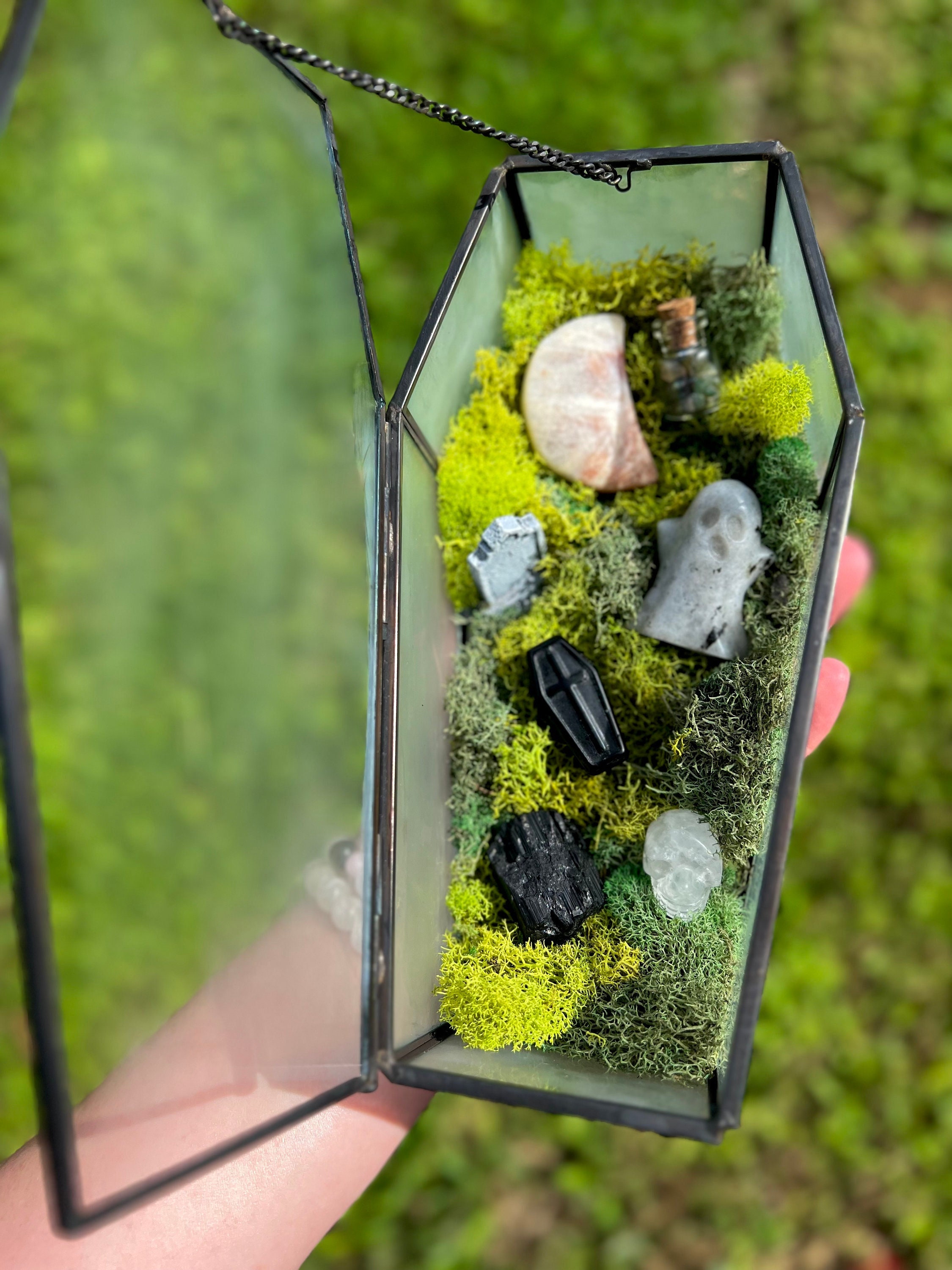 Halloween Crystal Coffin Glass Terrarium spooky Season Decor, Graveyard ...