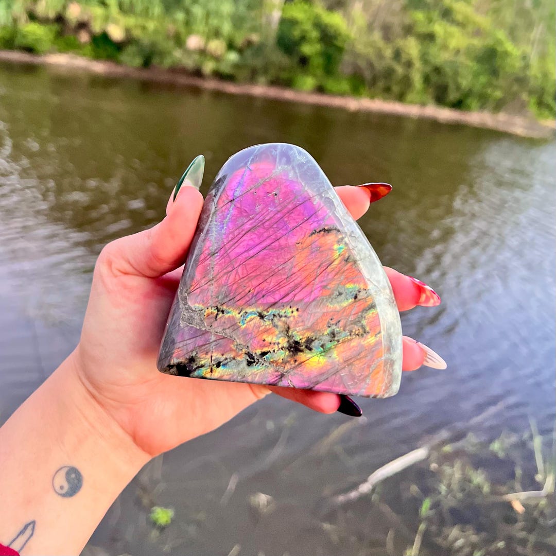 HQ XL Purple Sunset Labradorite Freeform Orange Pink Sunset Flash Lab ...
