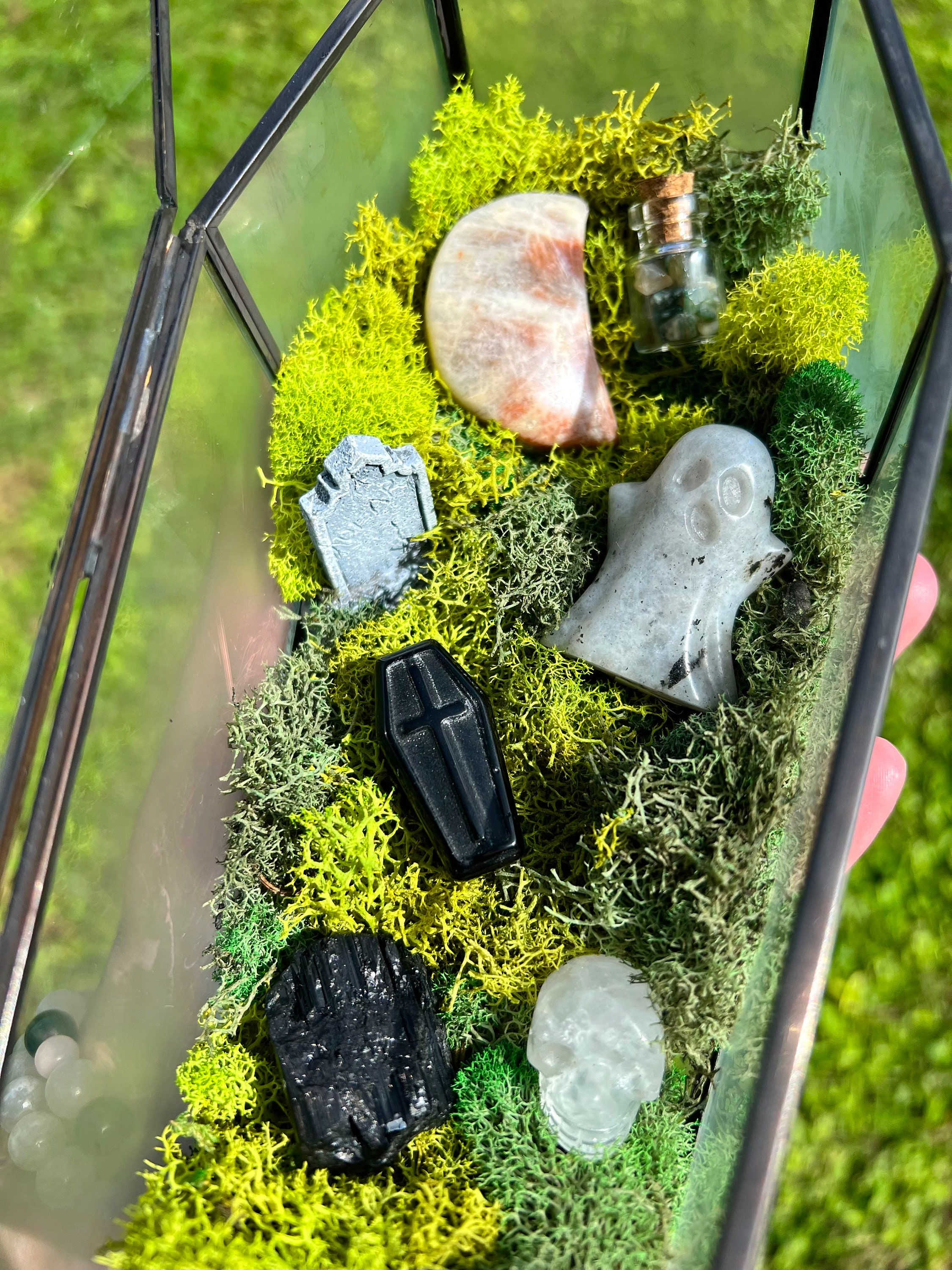 Halloween Crystal Coffin Glass Terrarium spooky Season Decor, Graveyard ...