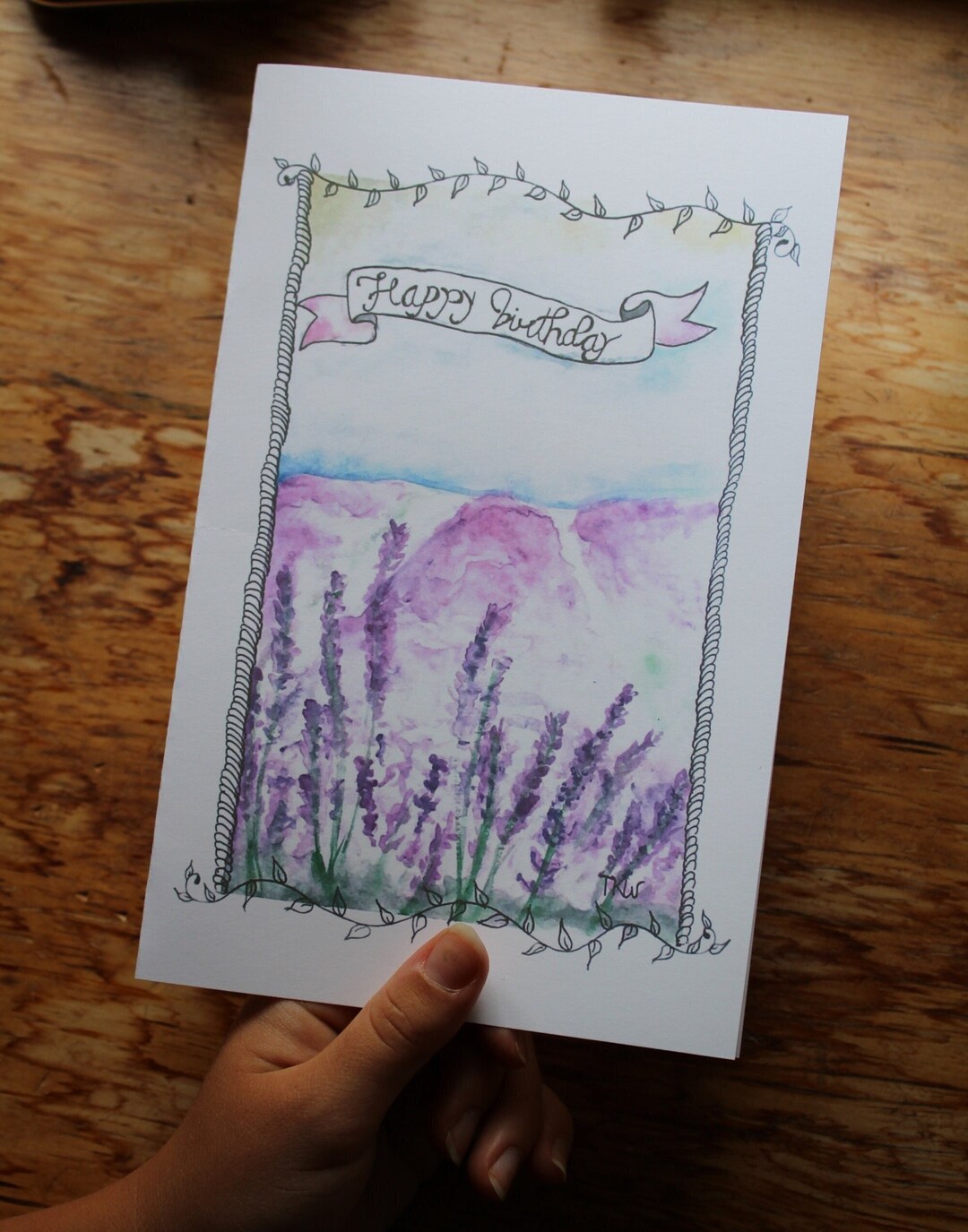 Lavender Field Birthday Card - Etsy