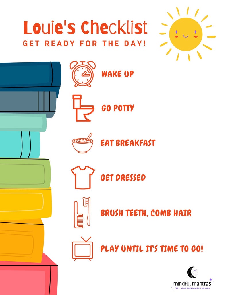 Customizable Get Ready Checklist for Kids (8.5x11) - Etsy
