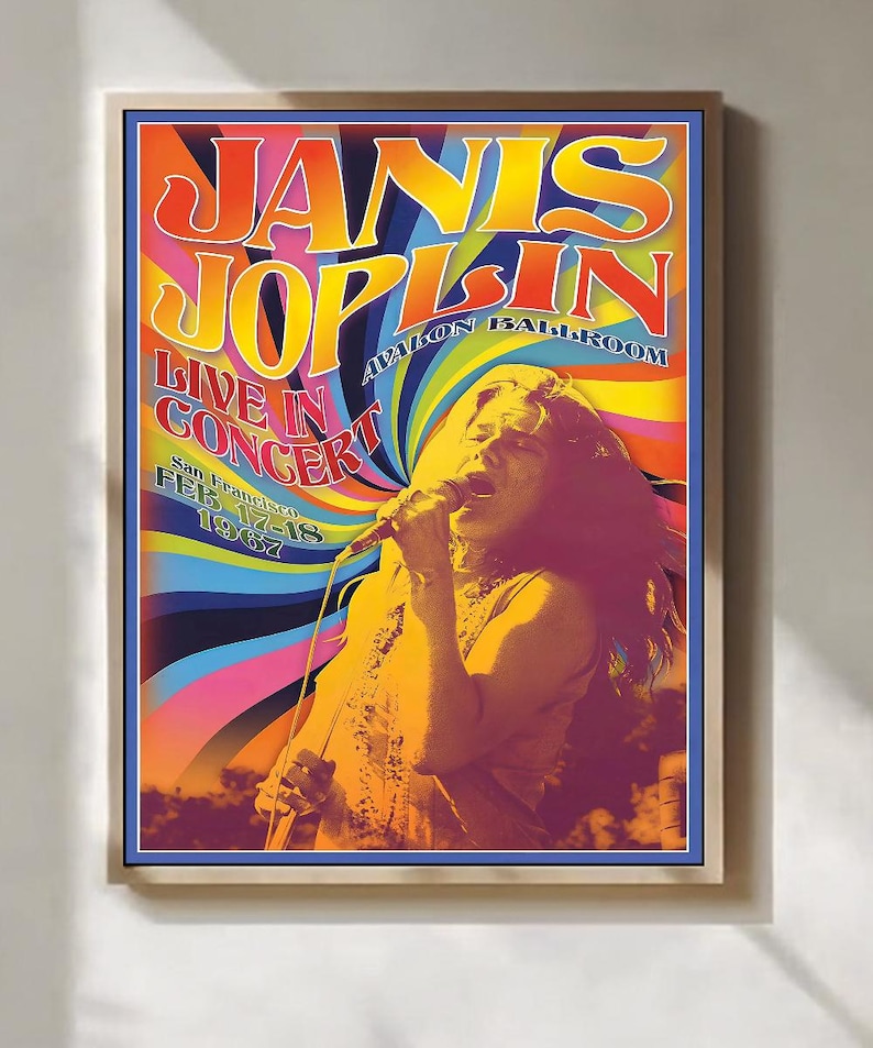 Janis Joplin Live Concert Poster – Psychedelic 1967 San Francisco ...