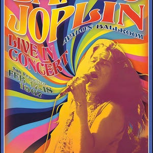Janis Joplin Live Concert Poster – Psychedelic 1967 San Francisco ...