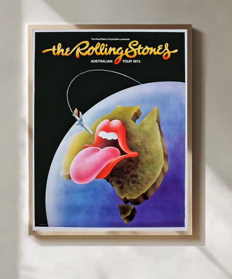 The Rolling Stones 1973 Australian Tour Poster Vintage Rock Concert ...