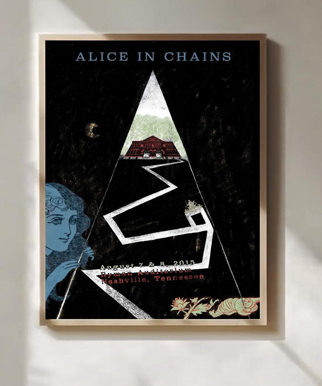 Alice in Chains Ryman Auditorium Poster Dark Grunge Wall Art Nashville ...