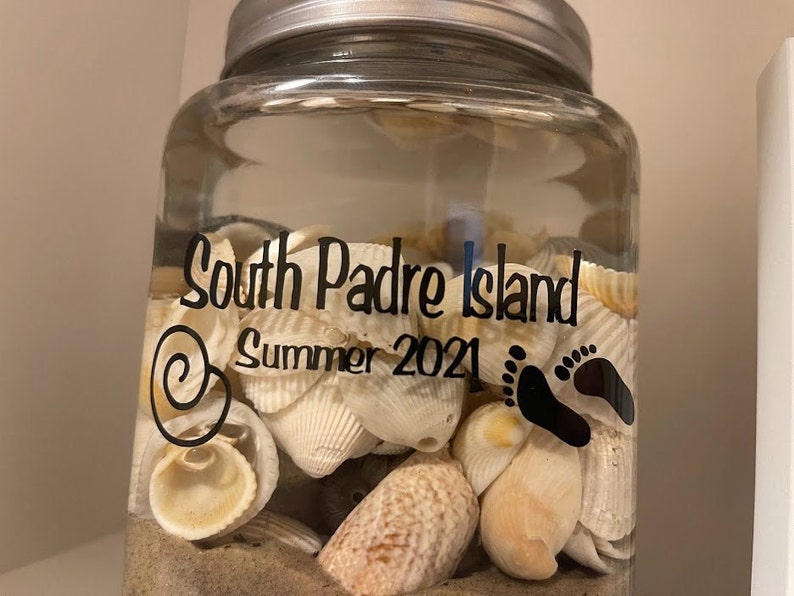 Seashell Jar Personalized Shells Sea Ocean Sand Gift Collect Grandkid ...