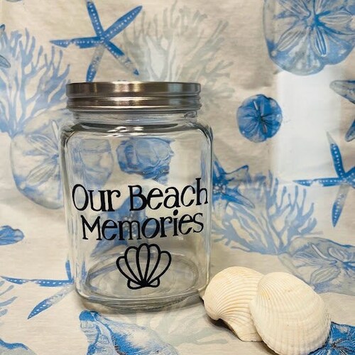 Seashell Jar Personalized Glass Beach Treasures Jar Beach - Etsy