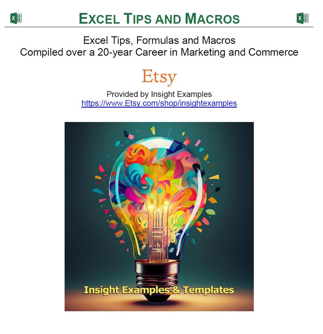Excel Tips And Macros Cheat Sheet Etsy