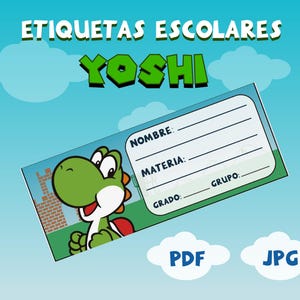 YOSHI Digital School Label, Printable Label Template, Digital Label in ...