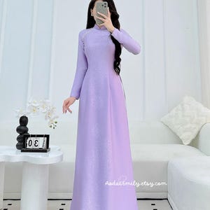 RYLIE Purple Ao Dai With Simple Crystals Rhinestones| áo Dài Vietnam ...
