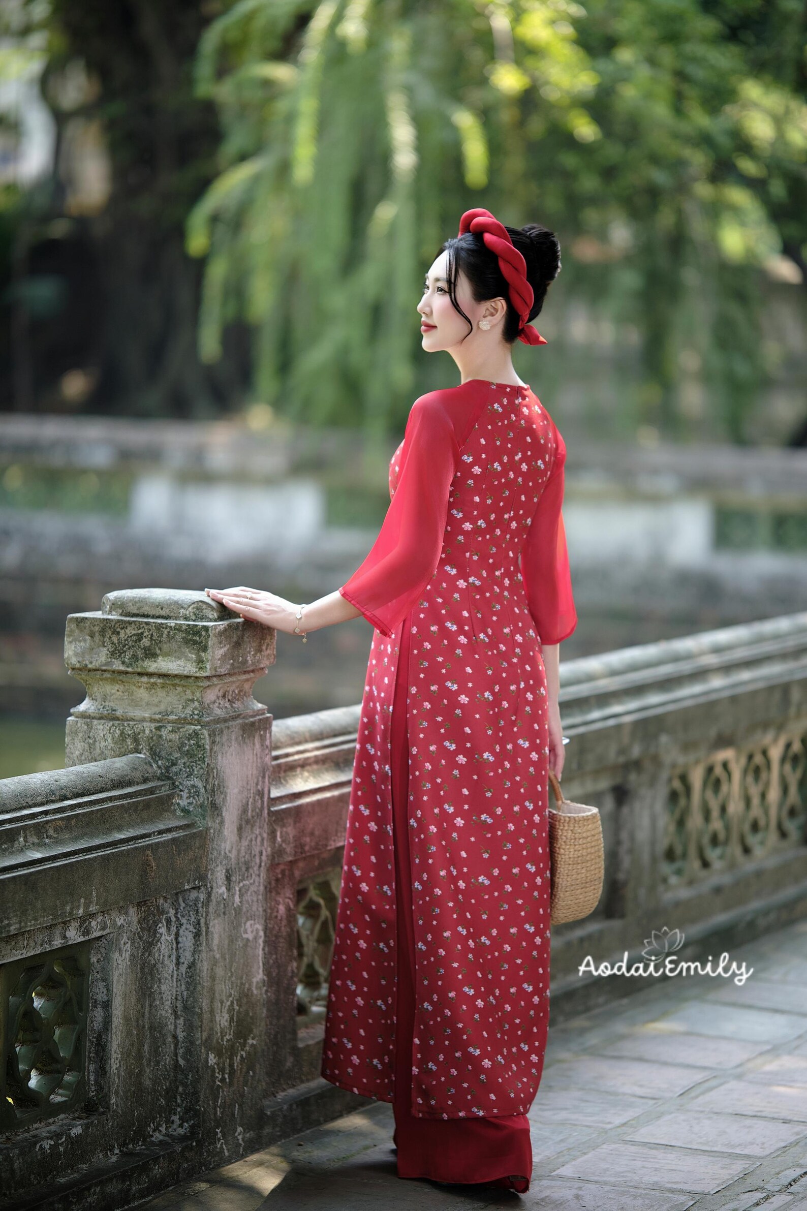 Mini Red Spring Flowers Patterns| Ao Dai | Pre Made Long Dress| Ao Dai ...