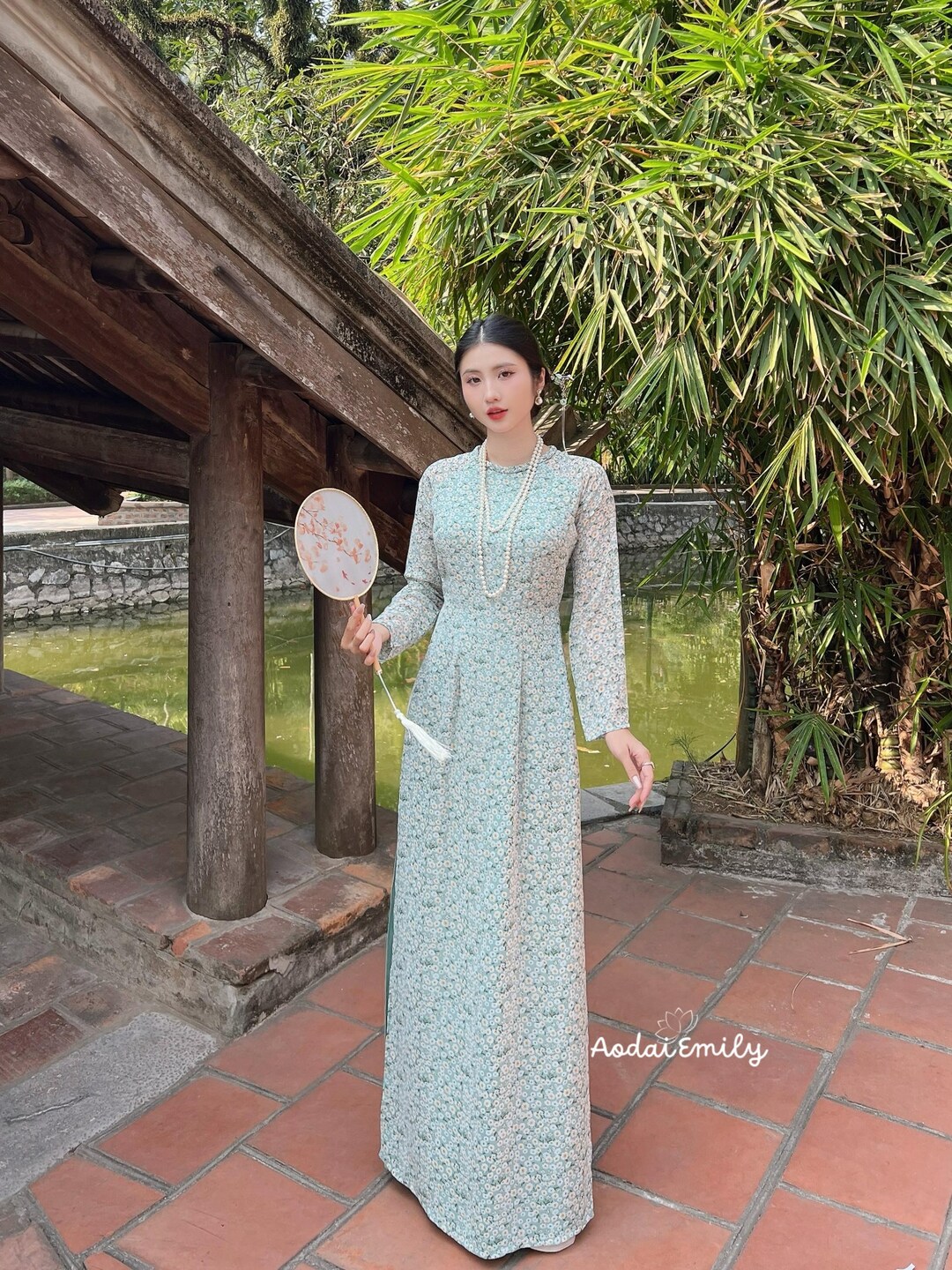 Mini Daisy Flowers Pre-made Silk Ao Dai | Double Layers Ao Dai for ...