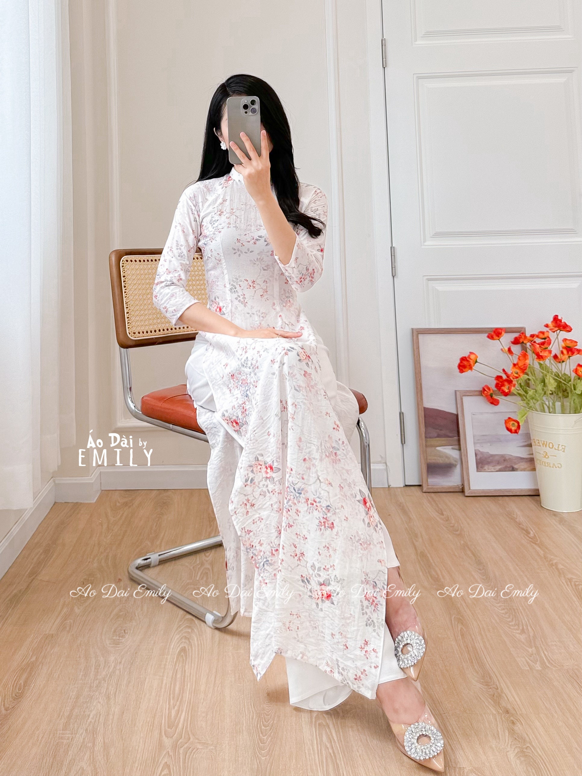 Printed Mini Flowers Ao Dai | Ao Dai for Summer| No Pants | Ao Dai Hoa ...