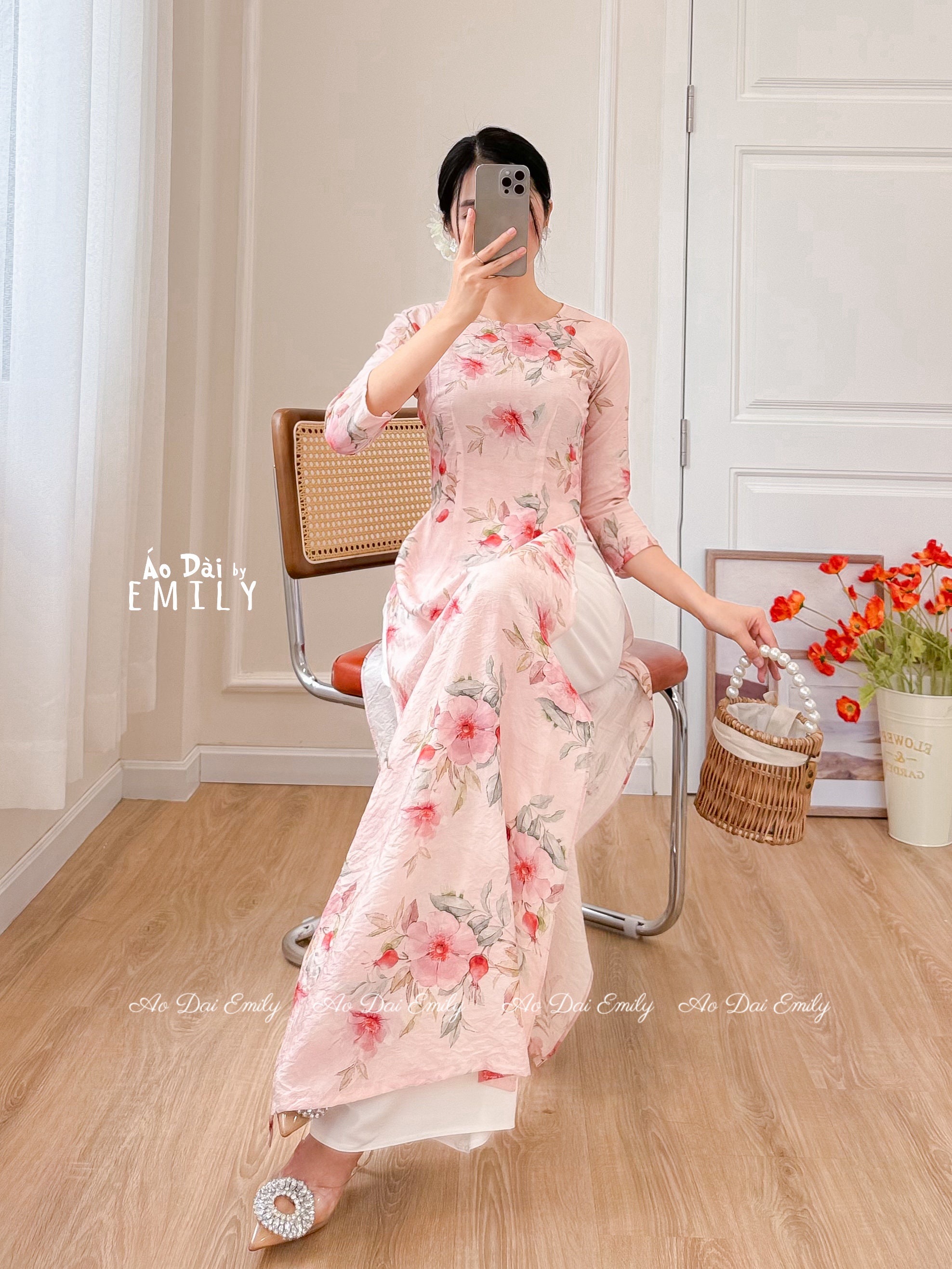 Printed Mini Flowers Ao Dai | Ao Dai for Summer| No Pants | Ao Dai Hoa ...