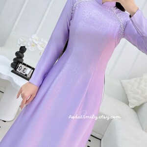 RYLIE Purple Ao Dai With Simple Crystals Rhinestones| áo Dài Vietnam ...
