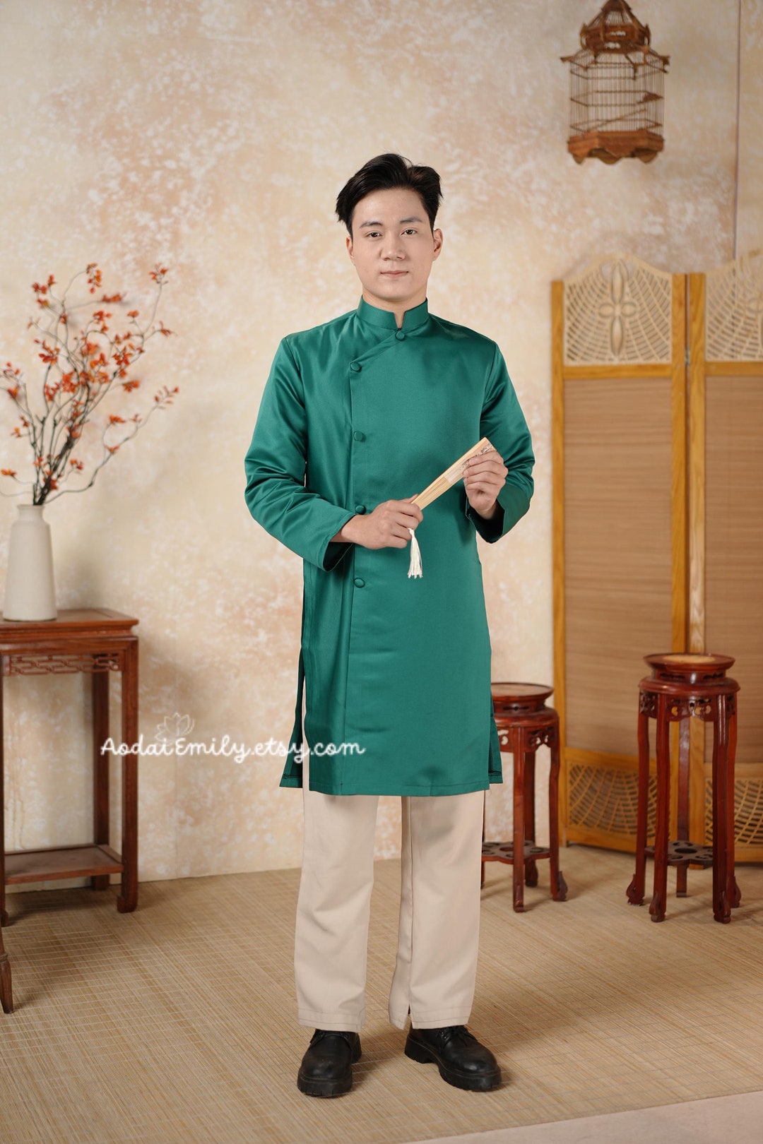 Ao Dai for Men| Groomsmen Ao Dai| Vietnamese Wedding Clothing| Plain ...